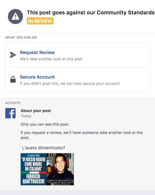 Facebook censura il ricordo dell’eroe Quattrocchi – FOTO | Vøx 🇮🇹 ...
